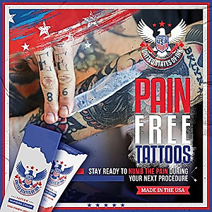 United States of Ink Premium Tattoo Numbing Cream - Topical Anesthetic 4% Lidocaine Cream - Pain Relief Skin Numbing Cream for Tattoos, Microneedling, Waxing - Maximum Strength Formula - 1 oz(30 mL)
