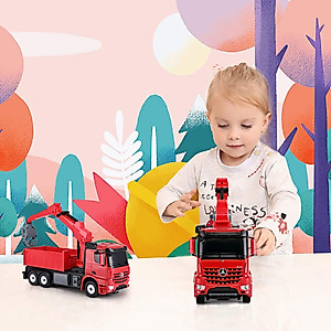 RASTAR RC Logging Truck Toys 1:24 Scale Mercedes-Benz Arocs Remote Control Dump Truck RC Construction Vehicles with Lights/Crane Arm 2.4GHz, RC Truck for Boys Kids Adults