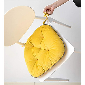 Yellow Thick Dining Chair Cushion with Ties Kitchen Seat Cushion Rocking U-Shaped Superior Breathable Comfort and Softness Cushion (2)