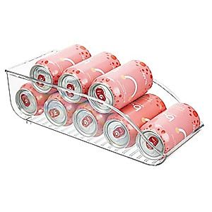 mDesign Long Plastic Soda Can Dispenser Storage Organizer Container Bin for Kitchen Pantry, Countertop, Cabinet, Refrigerator, Freezer, Hold Canned Food, Soup, Water, Ligne Collection, Clear