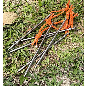 Tentock Titanium Tent Stakes 6pcs/Pack Ultralight Tarp Nails Hammock Pegs for Hard Ground Rock Granite with Reflective Loop (TT0144(16.5cm))