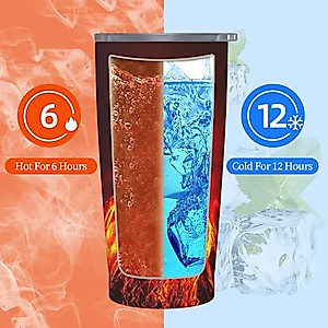 20oz Insulated Tumblers with Lids and Straws Spewing Volcano Stainless Steel Coffee Tumbler Cup Double Wall Vacuum Travel Coffee Mugs for Home, Office, Outdoor