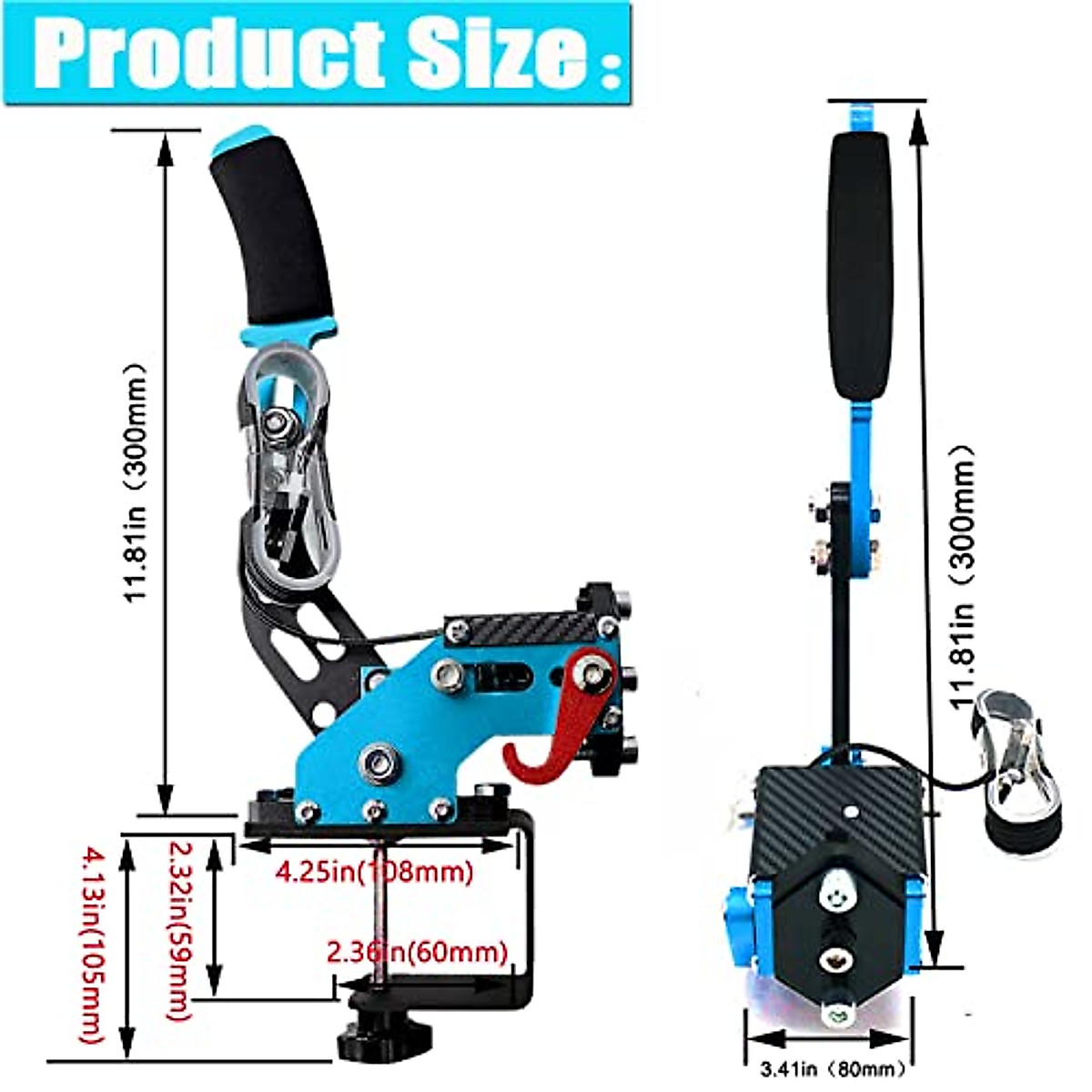 Obokidlyamor 64Bit USB Handbrake For 2 IN 1 Compatible with Microsoft PS4/PS5 Console Controller and PC system; Work on For Logitech G29 Racing Steering wheel (For PS4/PC, Blue)