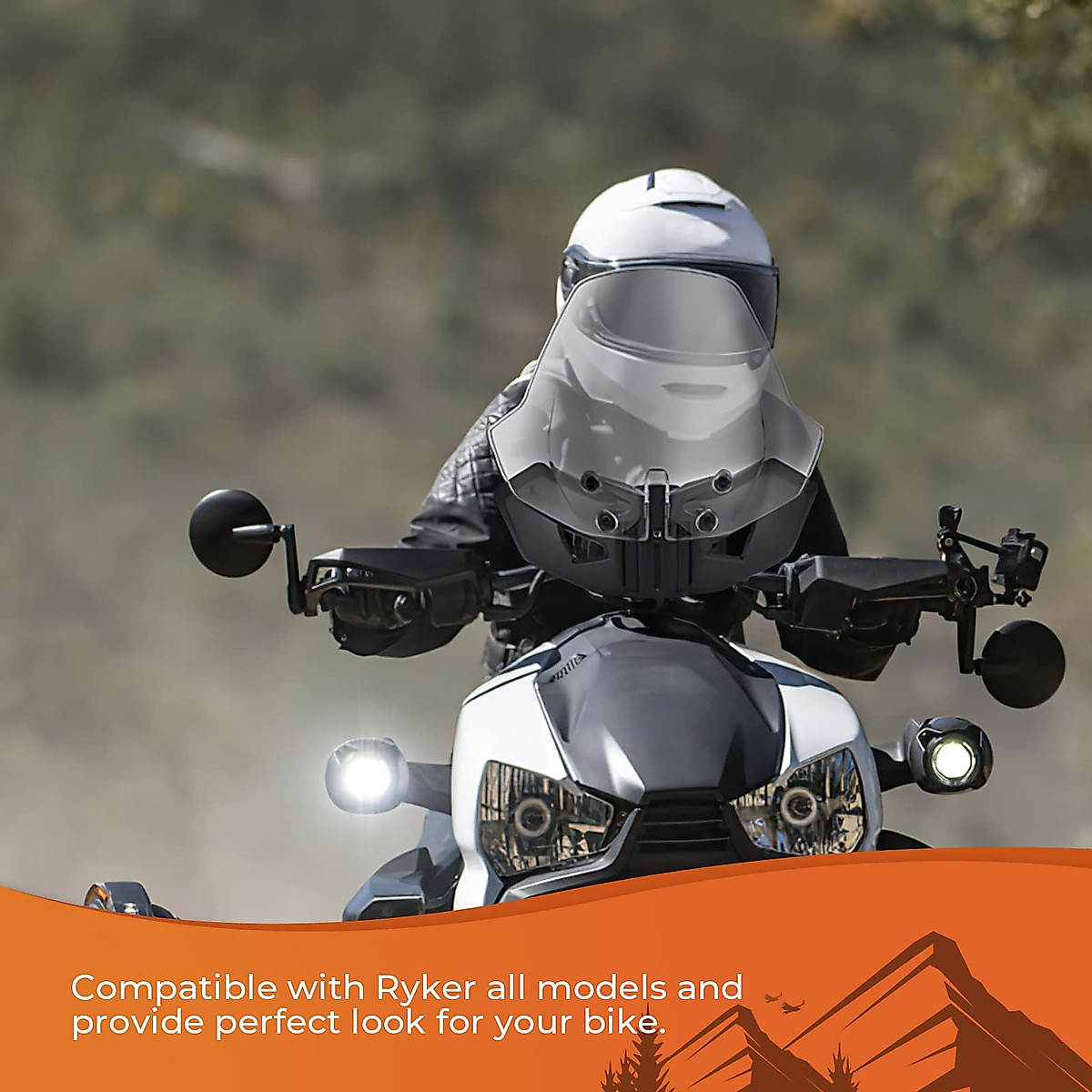 KEMIMOTO Sport Windshield Compatible with Can-Am Ryker 600, 900, Sport & Rally Edition from 2019-2023 Ryker Windshield 3 inches Stroke Adjustable Translucent , Replace #219401023 #219400771