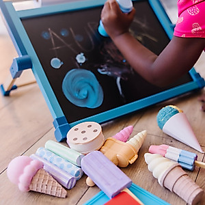 Melissa & Doug Ice Cream Shop Multi-Colored Chalk and Holders Play Set - 33 Pieces, Great Gift for Girls and Boys