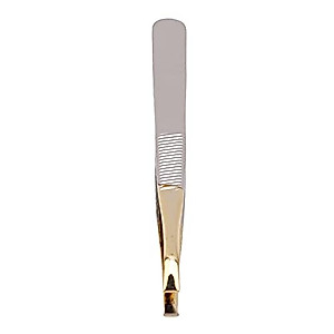 LZIYAN Stainless Steel Eyebrows Tweezers,Eyebrow Plucking Clip,Facial Hair Splinter and Ingrown Hair Removal Makeup Tool 8.5cm/3.35inch,Golden