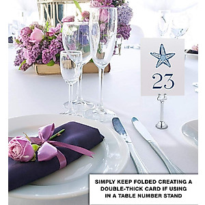 Starfish Wedding Table Numbers, 1-10, Double Sided, Tent or Use in a Stand, Great for Parties & Restaurants - Made in the USA