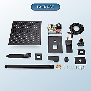 Cinwiny Matte Black Bathroom Shower System 10 Inch Rainfall Shower Head with Handheld Spray Wall Mount Waterfall Tub Spout Shower Faucet Set Rough-in Valve 3 Function Mixer Shower Faucet