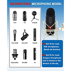 SUUNTOK AT2020 Shock Mount Universal Microphone Holder Spider Recording Mic Shockmount Stand Compatible with Many Condenser Mics Like Rode NT1-A NT2-A Procaster MXL 990 770 U87 (Champagne)