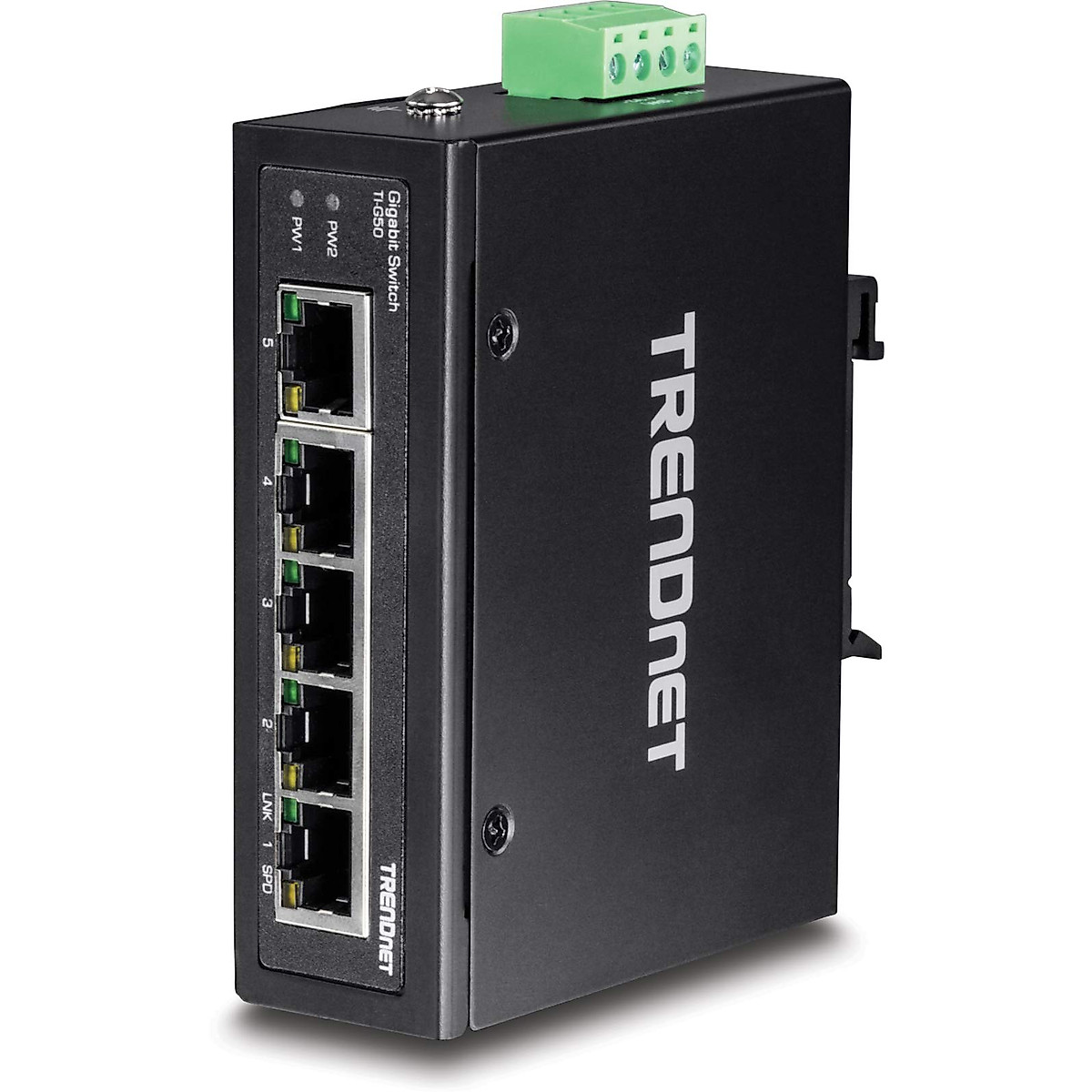 TRENDnet 5-Port Hardened Industrial Gigabit DIN-Rail Switch, 10 Gbps Switching Capacity, IP30 Rated Network Switch (-40 to 167 ºF),Black,TI-G50 & 60 W Single Output Industrial DIN-Rail Power Supply