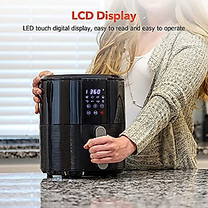 3.5QT Air Fryer with LED Digital Display, Temperature Control, 8 Preset Cooking Modes, Recipe Book (Black color) _ Intexca
