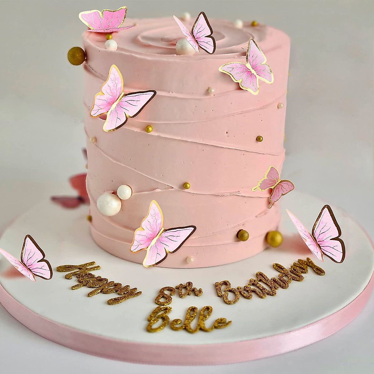 66 Pcs Butterfly Cupcake Toppers Birthday Party Decor,Pink Gold Cake Topper Picks Decor for Girls Women Wedding Birthday Party Baby Shower Party Wall Decoration