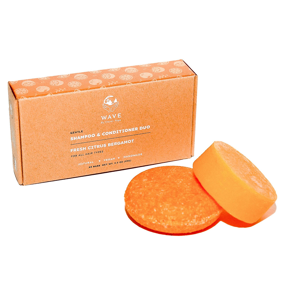 Wave Fresh Citrus Shampoo & Conditioner Bar Set - Natural & Organic Moisturizing Vegan Shampoo and Conditioner Bars for Women & Men - Long-Lasting (80-120 Uses)