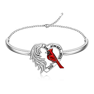 Iringnier Cardinal Bracelet for Women Heart Angel Wing When a Cardinal Appears Your Loved One Is Near Inspirational Memory Memorial Bracelet for Loss Of Loved One Gifts