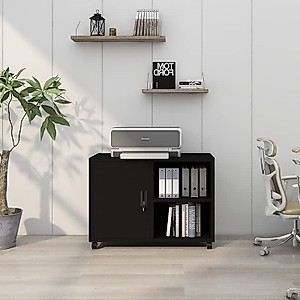 Fumedo Metal Mobile Lateral File Cabinet, Storage Locker,Printer Stand with Open Storage Shelves for Office,School,Home,Living Room. (Black)