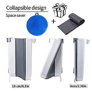 XIJING Small Hanging Kitchen Trash Can, Portable Mini Garbage Can and Collapsible Compact Trash Bin for Kitchen Cabinet Door Drawers, Room, Car, Bedroom Plastic Waste Bin - 9L/2.4 Gallon (White)