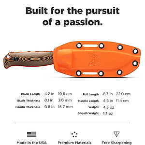 Benchmade - Saddle Mountain 15002 Hunting Knife with Orange G10 Handle (15002-1)