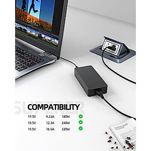19.5V 16.9A 330W AC Adapter Power Supply Charger Fit for Dell Alienware X51 X51 R2, M18x M18x R1, R2, R3, DA330PM111 ADP-330AB B XM3C3 331-2429 320-2269 Laptop Replacement Power Cord