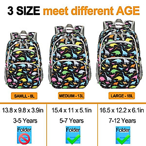 DIPUG Dinosaur Kids Toddler Backpack for Boys and Girls, School Backpacks with Chest Strap and Whistle (15" tall)