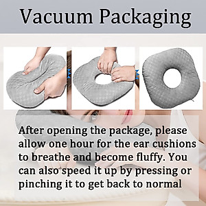 Wuronsa Ear Piercing Pillow for Side Sleepers with an Ear Hole for CNH and Ear Pain Ear Inflammation Pressure Sores, Cotton O-Shaped Side Sleeping Pillow, Ear Guard Pillow