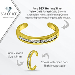 SEA OF ICE Sterling Silver Toe Ring – Adjustable Toe Ring – Premium 925 Sterling Silver Toe Rings for Women and Girls – Adjustable Silver Band Ring