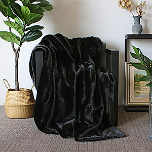 Sofila Faux Fur Throw Blanket Mink Plush Fleece, Super Soft Warm Cozy Fuzzy for Sofa Couch Bed Home Decorative Luxury Elegant, Black Panther, 50 x 60 Inches