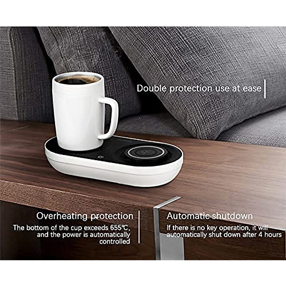 Coffee Mug Warmer, MINXUE Drink Cooler with Wireless Charger for Home Office Desk Use,Warming, Cooling and Charging All in 1