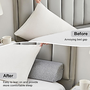 Qucover Headboard Wedge Pillow Queen, 2-Sections Viscose Fiber Polyester Bed Wedge Pillow for Headboard Grey, Between Mattress and Headboard Wedge Pillow Gap Filler (0-7"), 60"x8"x6"