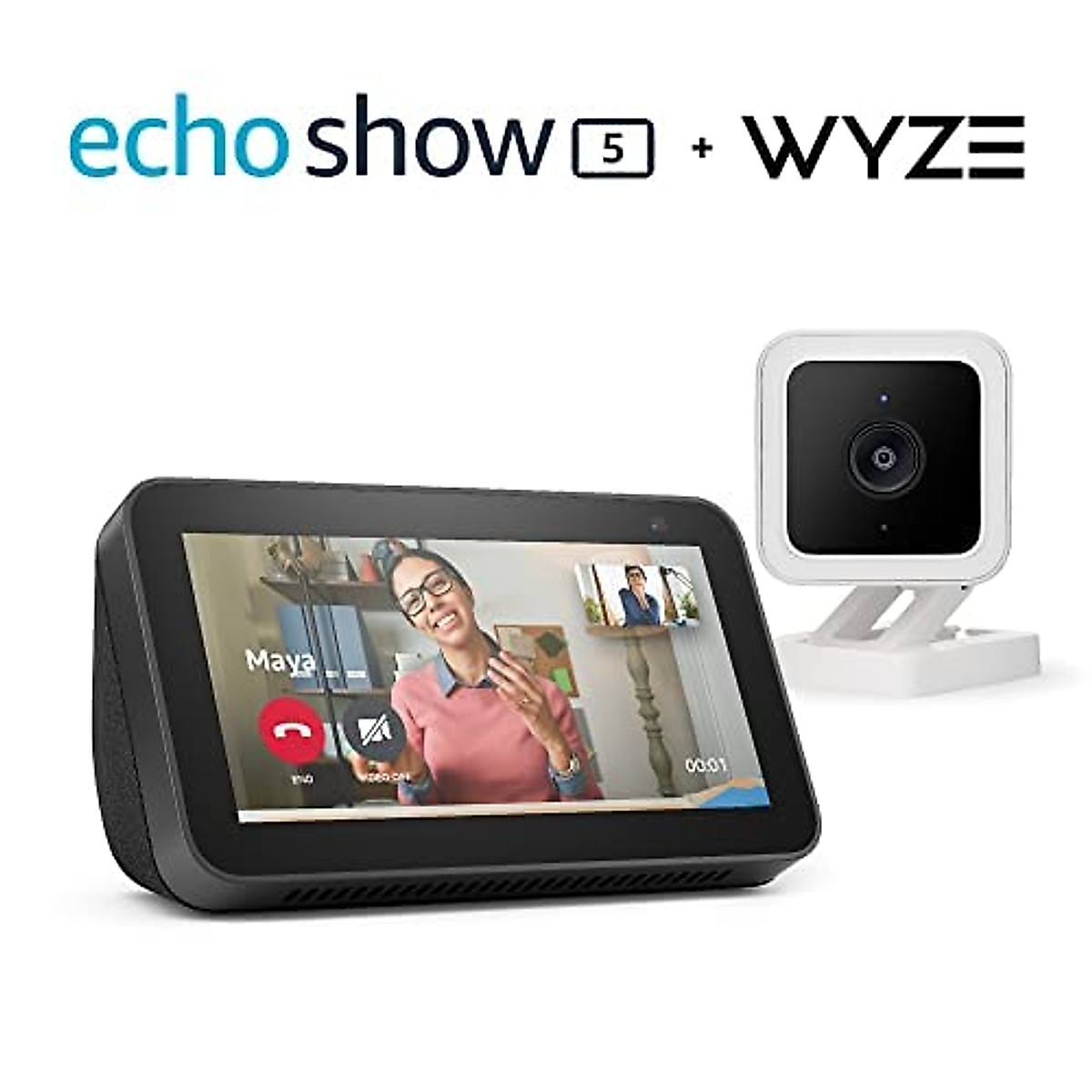 Echo Show 5 (2nd Gen, 2021 release) | Smart display with Alexa and 2 MP camera | Charcoal | with Wyze Cam V3