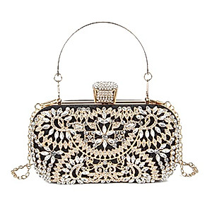 SUKUTU Gorgeous Women Sparkling Evening Bag Rhinestone Beaded Clutch Purse Glitter Bridal Prom Party Handbag