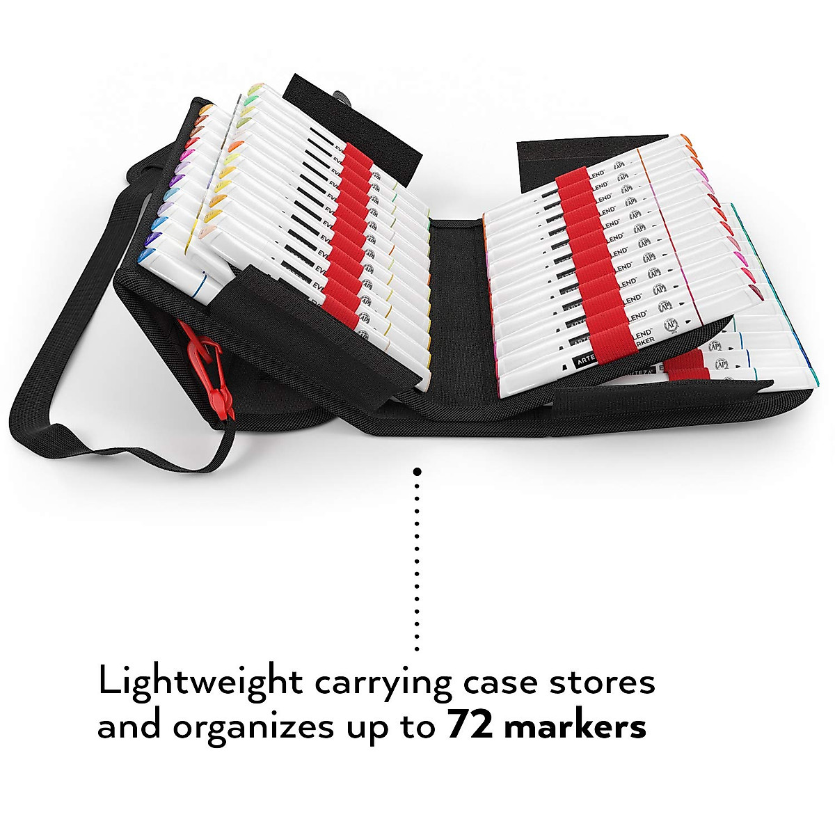 ARTEZA Alcohol Markers Set of 60 Colors, EverBlend Dual Tip Markers for Artists in 72-Slot Art Case, Fine and Broad Chisel Nib