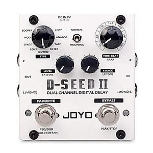 JOYO D-SEED-II Multi Pedal Effect, Stereo Looper Effect & Delay Pedal Effect for Electric Guitar Dual Channel & 8 Digital Delay Modes
