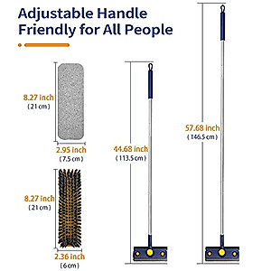 JEHONN Carpet Floor Sweeper with Horsehair, Tub Tile Scrub Brush 3 in 1 Shower Brush