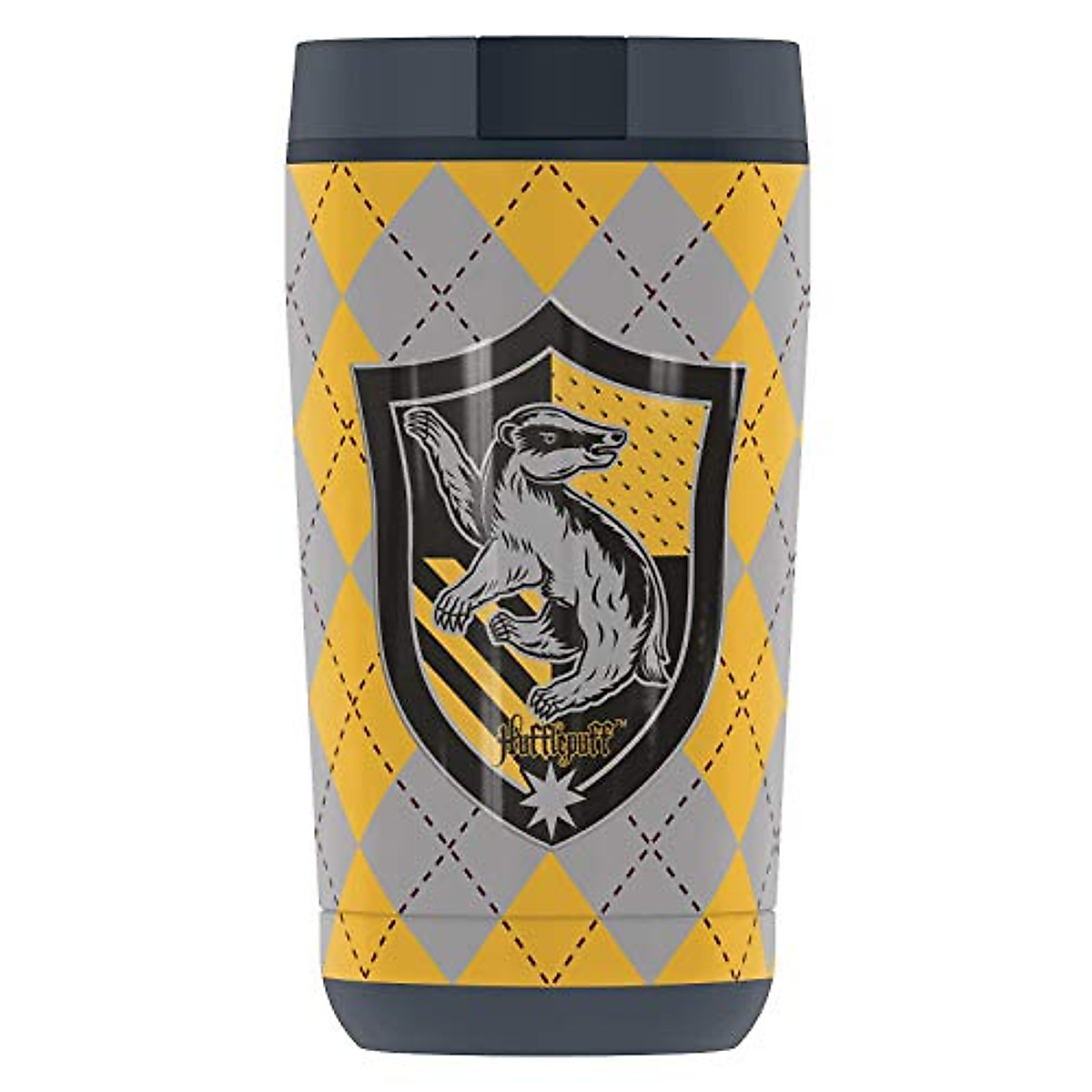 THERMOS Harry Potter Hufflepuff Plaid Sigil, GUARDIAN COLLECTION Stainless Steel Travel Tumbler, Vacuum insulated & Double Wall, 12oz