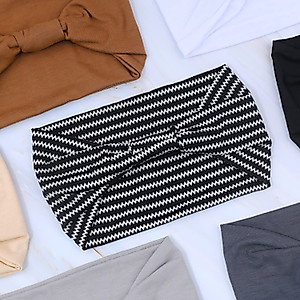 IVARYSS Wide Headbands for Women, Neutral Knotted Head Wraps Turbans, Large African Style Head Bands Hair Accessories, 6 Pack