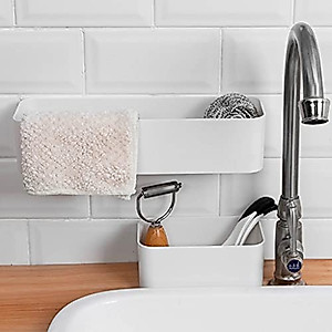 XANHOY Sundries Container For Kitchen Bathroom Office Dorm White Adhesive Mount Storage Organizer Wall-Mounted Storage Box, Long