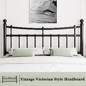 iPormis Metal Queen Bed Frame with Iron-Art Headboard, Heavy Duty Metal Platform Bed Frame with 14 Steel Slats Support, No Box Spring Needed, Noise-Free, Easy Assembly, Queen