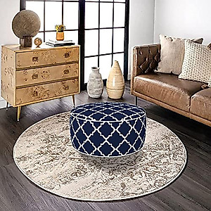 Gaier Inflatable Footstool Round Ottoman 21x9 Inch Used for Indoor or Outdoor Kids/Adults Home Yoga Patio Deck Front Porch Backyard Garden Travel Portable Camping Bearing 285 lb (Blue)