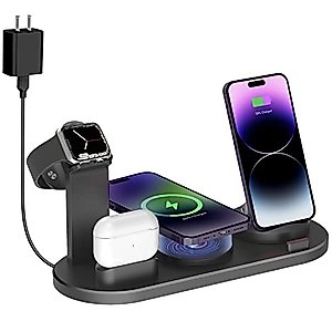 Magnetic Apple Wireless Charging Station 4 in 1 Charger Dock Compatible with iPhone 14/14 Plus/13/12/11/Pro/Pro Max/SE/X/XR/Xs Max, Apple Watch Ultra/8/7/6/SE/5/4/3/2 and Airpods1/2/3 AirPods Pro 1/2
