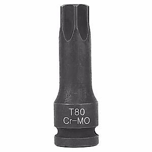 Actaday 1/2inch Hex Screwdriver Socket Adaptor, Star Head Drive Air Impact Wrench Bit Set, 42 Chrome Molybdenum Steel, Socket Car Repair Tools (T80)