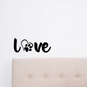 Paw Love Black Paw Dog Room Decor Decals (4x11 inch pet Decal) Dog Wall Decor Vinyl Paw Print Sticker Animal Footprint Wall Art Decoration