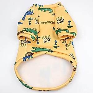 Plemonet Pet Dog Clothes Dog Sweatshirt Dog Cute Sweatshirt Dog Sweatshirt with Leash Hole Cat Sweatshirt Dog Fashion Dog Jumper Dog Sweater Cartoon Style (Yellow, X-Large)