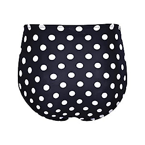 Tempt Me Women Retro High Waist Bikini Bottom Polka Dot Ruched Swim Brief Bottom L