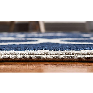 Unique Loom Trellis Collection Modern Morroccan Inspired with Lattice Design Area Rug, 7' 1" x 10' Rectangle, Navy Blue/Beige