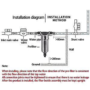CJGS Prefilter - Spin Down Sediment Water Filter,Central Prefilter Whole House Water Filter Purifier System 3T/h for Whole House Reusable Spin Down Sediment Filter