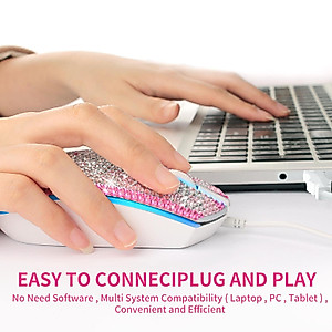 MagiDeal USB Gaming Mouse 1600DPI,Breathing LED Lights, Rhinestone Mouse Mice for PC Keyboard,for Windows Laptop Gamer