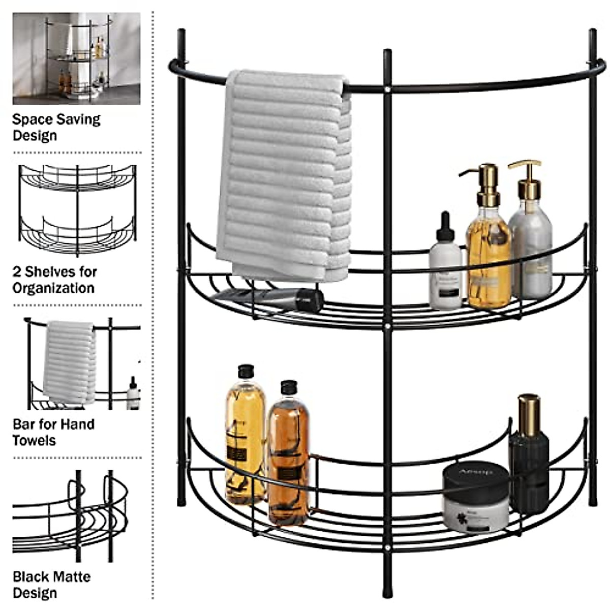 Lavish Home Pedestal Sink Organizer- Extension Matte Black