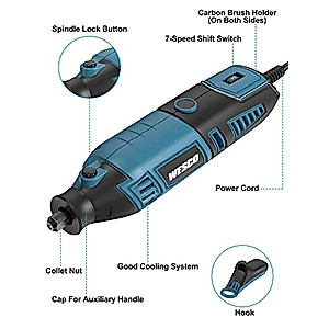 Rotary Tool Set,WESCO Rotary Tool-7 Variable Speed 8000-35000RPM,Power Rotary Tool with 82 Accessories,Rotary Tool Multi-Tool for Sanding, Polishing, Drilling, Etching, Engraving, DIY Crafts