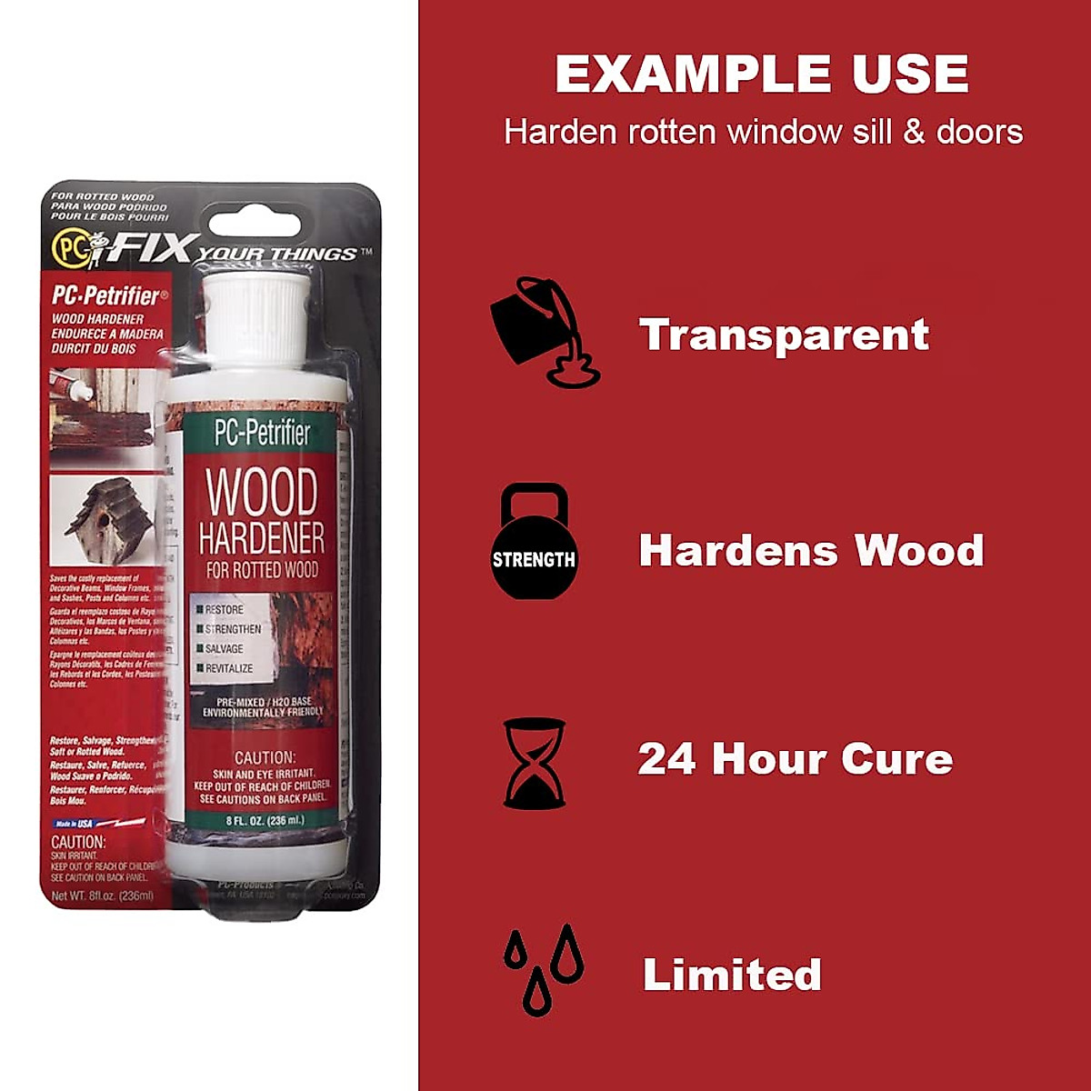 PC Products PC-Petrifier Water-Based Wood Hardener, 16 oz, Milky White 164440