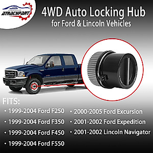 4WD Locking Hub Front Lock Hub Assembly - Compatible with 1999-2004 Ford F250 F350 F450 F550 Super Duty, 00-05 Excursion, 01-02 Expedition & Lincoln Navigator - Replaces# 1C3Z-3B396-CB, 1C3Z3B396CB